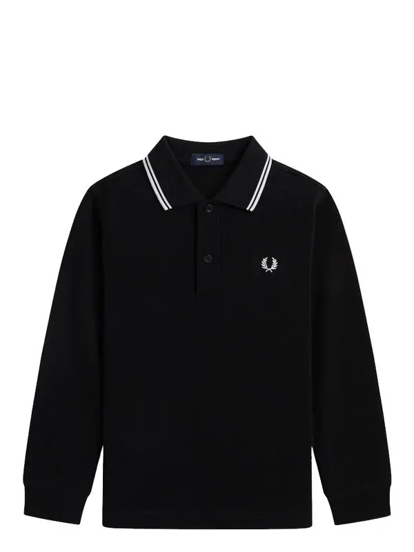 Fred Perry Twin Tipped Long Sleeve Polo Shirt - Black