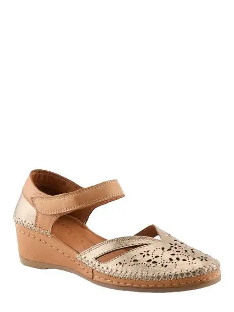 SPRING STEP SHOES Ezlyn Ankle Strap Wedge Pump - Bronze Multi