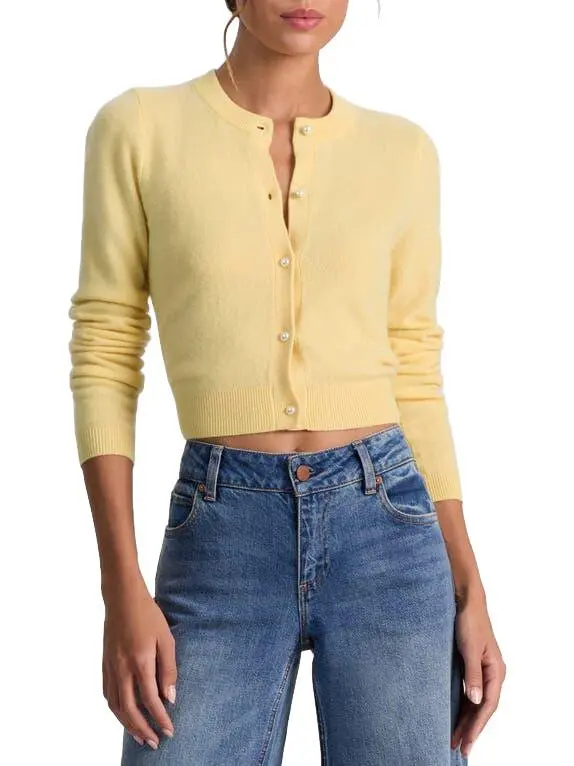 Alice + Olivia Dollie Cashmere Blend Crop Cardigan - Butter
