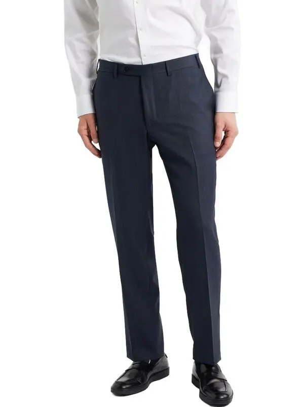 Canali Siena Regular Fit Super 130s Wool Solid Dress Pants - Navy