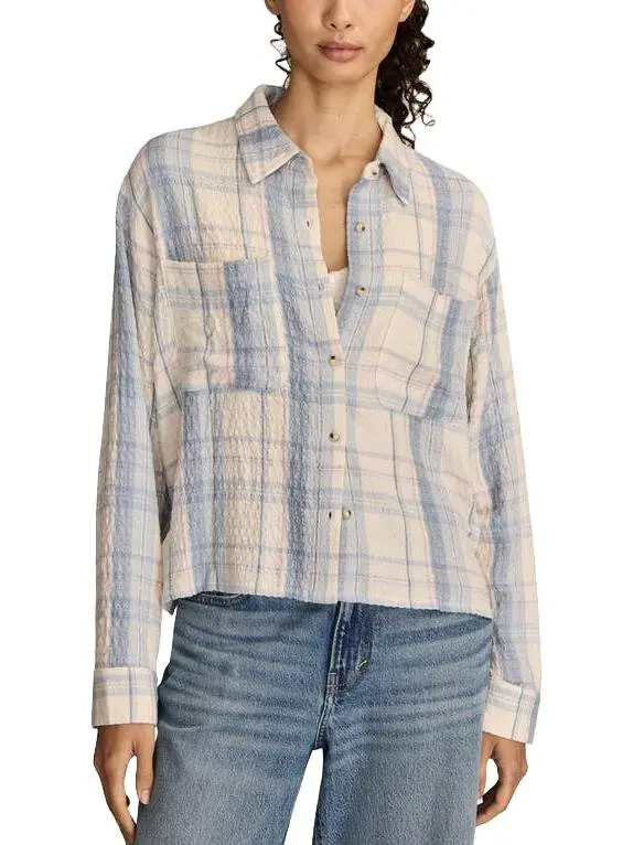 Lucky Brand Plaid Crop Button-up Shirt - Blue Plaid