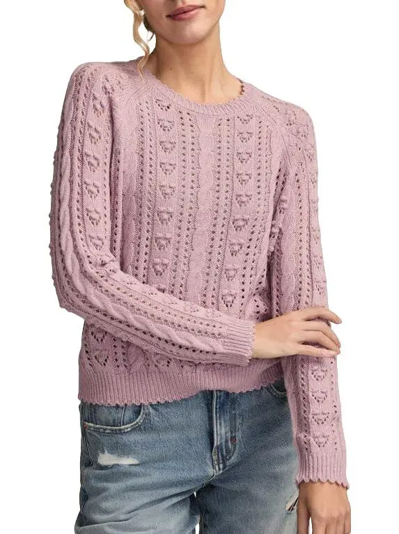Lucky Brand Pointelle Crewneck Sweater - Dawn Pink