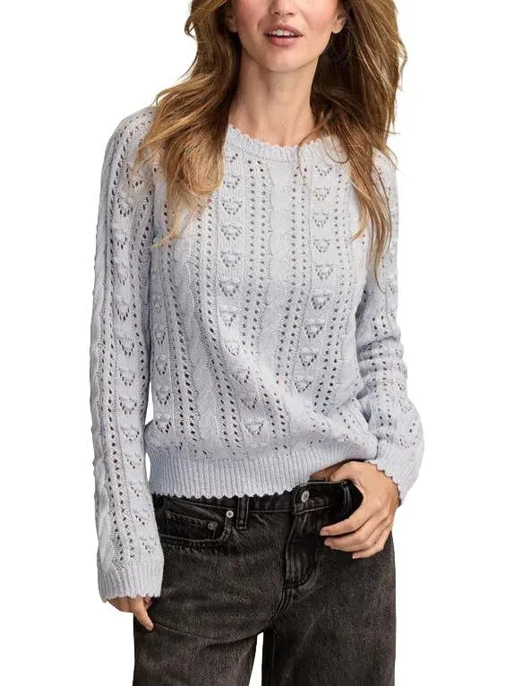 Lucky Brand Pointelle Crewneck Sweater - Heather