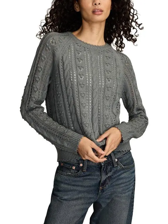 Lucky Brand Pointelle Crewneck Sweater - Trooper