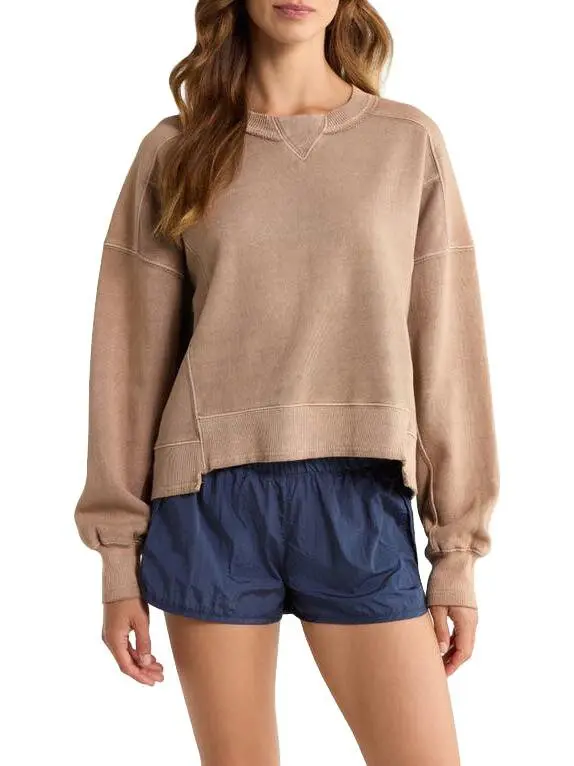 Free People Intercept Cotton-blend Sweatshirt - Sandy