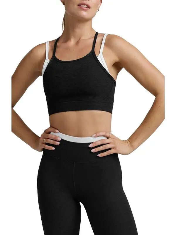 Beyond Yoga Space Dye Long Layered Bra - Darkest Night