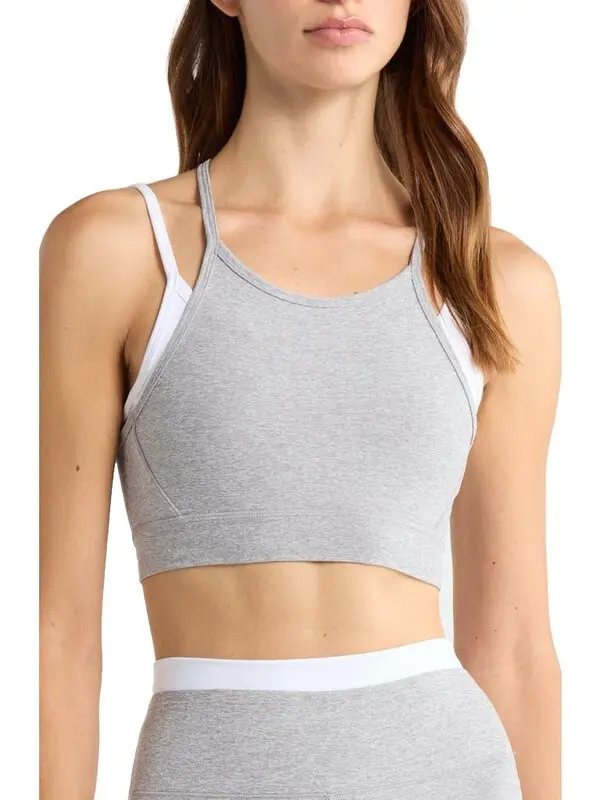 Beyond Yoga Space Dye Long Layered Bra - Silver Mist