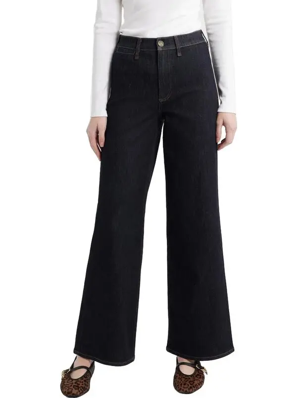 Rag & Bone Flexi Hadley Cotton Blend Wide Leg Jeans - Deep Rinse