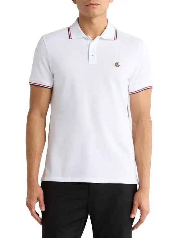 Moncler Tipped Cotton Piqué Polo - White