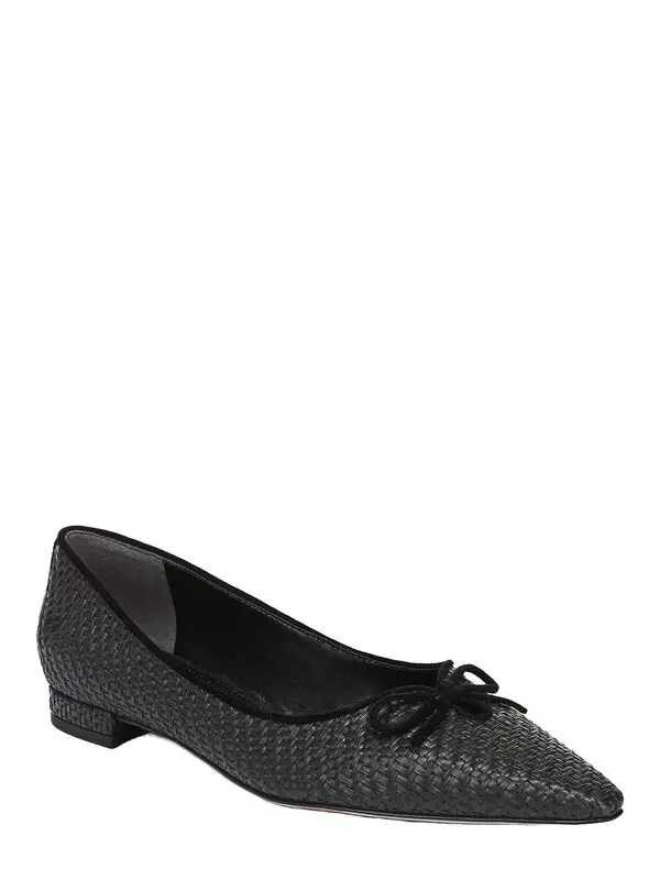 Sam Edelman Pointed-toe Flat With Bow Detailing - Black