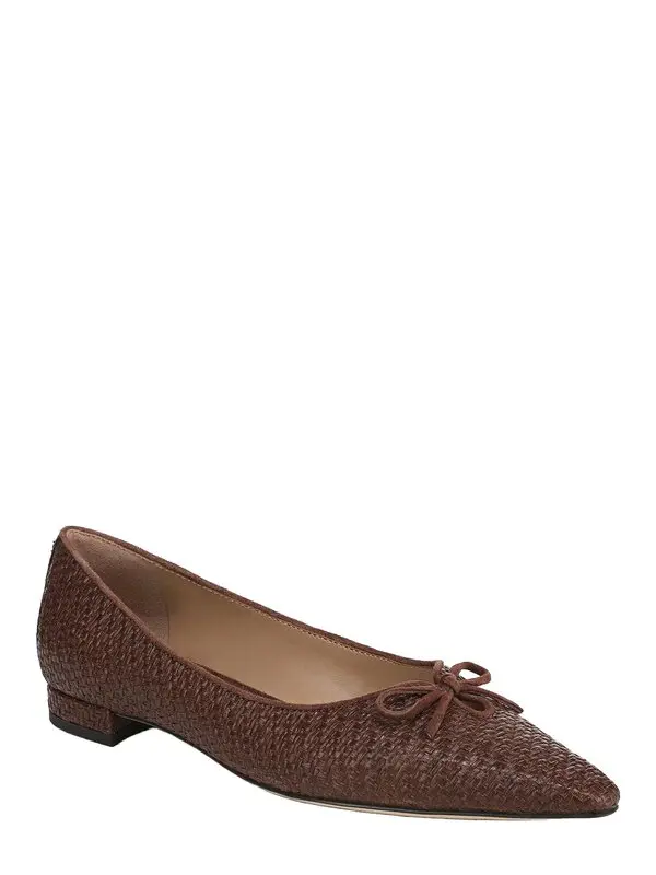 Sam Edelman Pointed-toe Flat With Bow Detailing - Bourbon