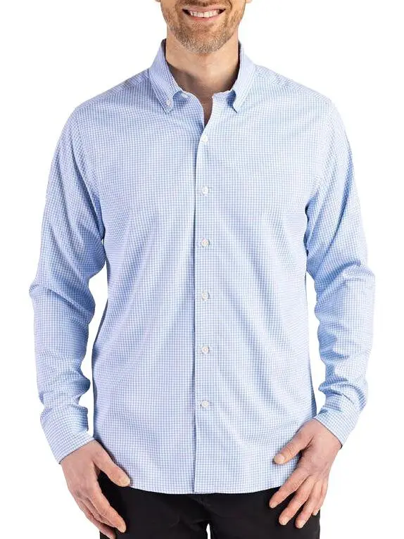 Cutter & Buck Skyline Epic Confidence Check Stretch Button-down Shirt - Atlas/white