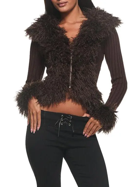 I.AM.GIA Cressida Faux Fur Jacket - Choc