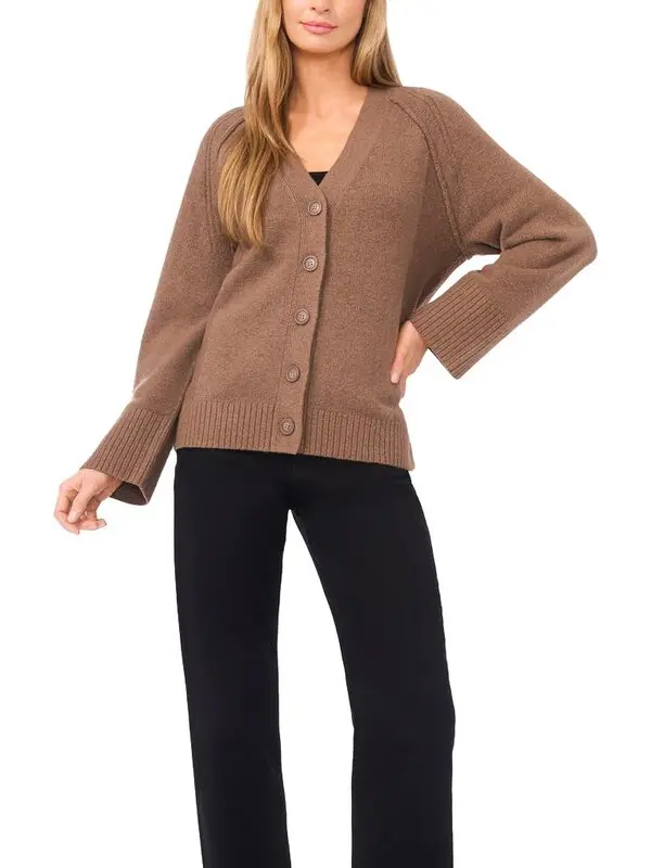 Halogen Raglan Sleeve V-neck Cardigan - Mink Taupe