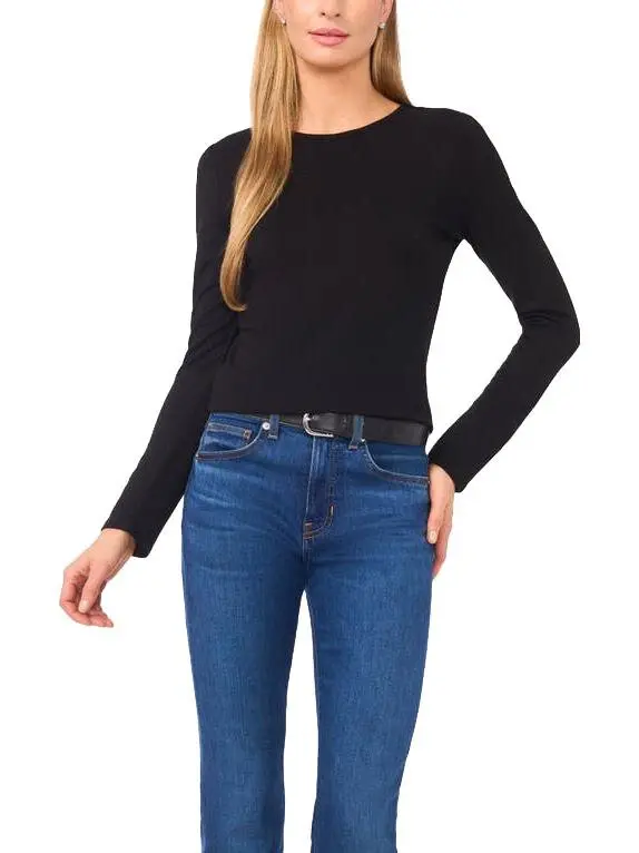 Halogen Long Sleeve Knit Top - Rich Black