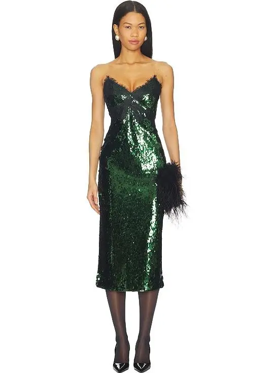 Retrofete Ellen Strapless Sequin Dress - Pine