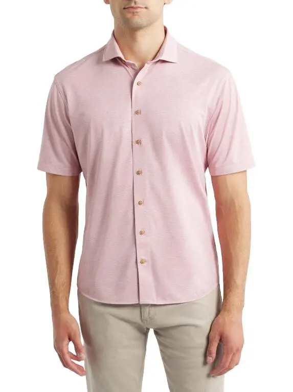 Johnnie-o Breck Hangin’ Out Knit Short Sleeve Button-up Shirt - Snapper