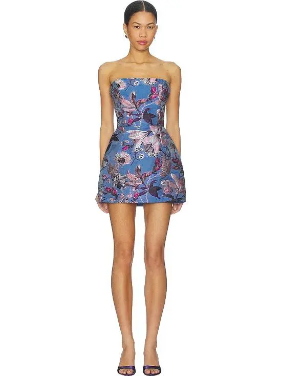 Katie May Strapless Floral Mini Dress - Denim Floral