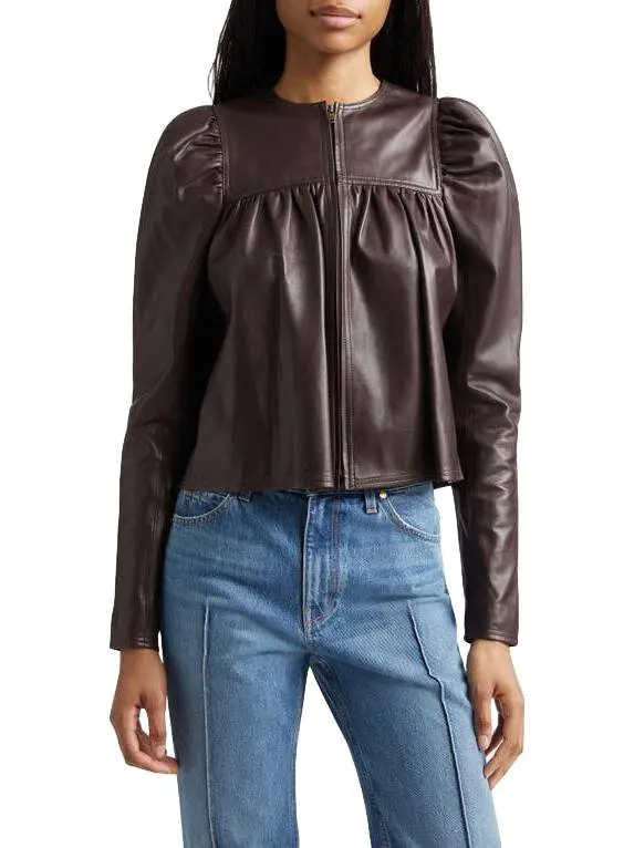 Ulla Johnson Anouk Leather Jacket - Mahogany