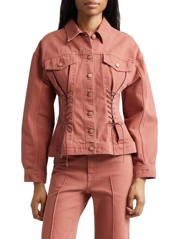 Ulla Johnson Naomi Denim Trucker Jacket - Garden Rose