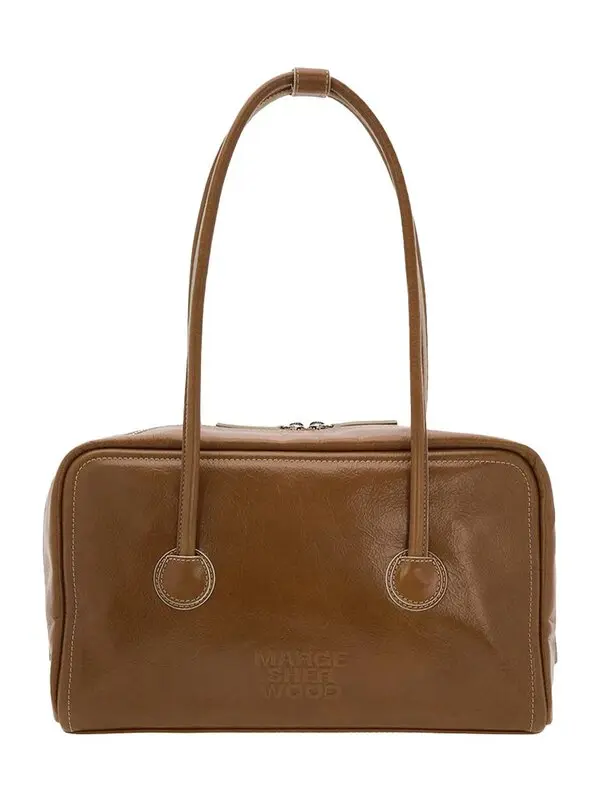 MARGESHERWOOD Boston Leather Shoulder Bag - Brown Crinkle