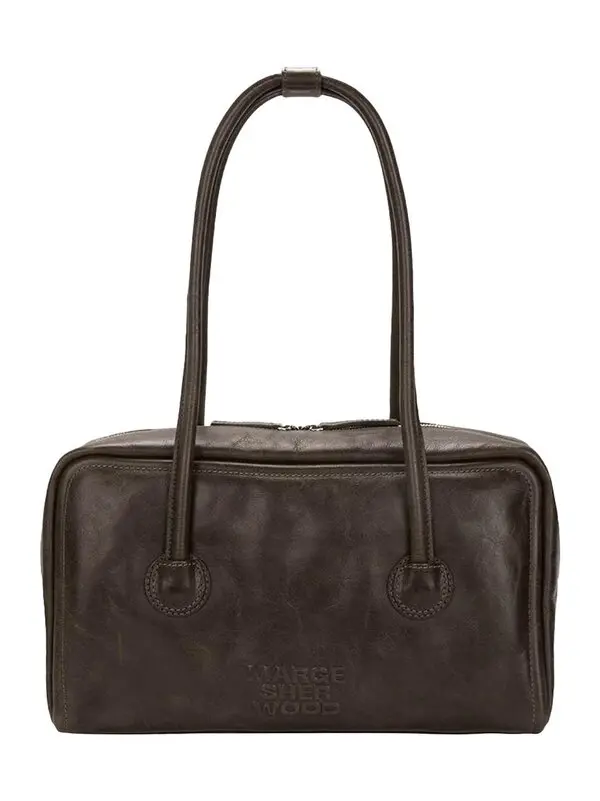 MARGESHERWOOD Boston Leather Shoulder Bag - Washed Brown Pull-up