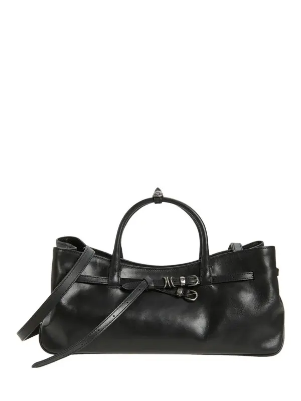MARGESHERWOOD Grandma Buckle Suede Shoulder Bag - Black Pull-up