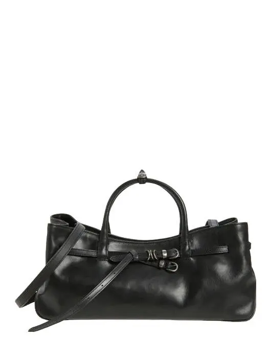 MARGESHERWOOD Grandma Buckle Suede Shoulder Bag - Black Pull-up