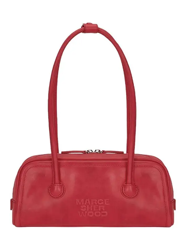 MARGESHERWOOD Soft Boston Leather Shoulder Bag - Apple Red Pull-up