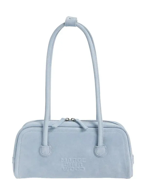MARGESHERWOOD Soft Boston Leather Shoulder Bag - Blue Suede