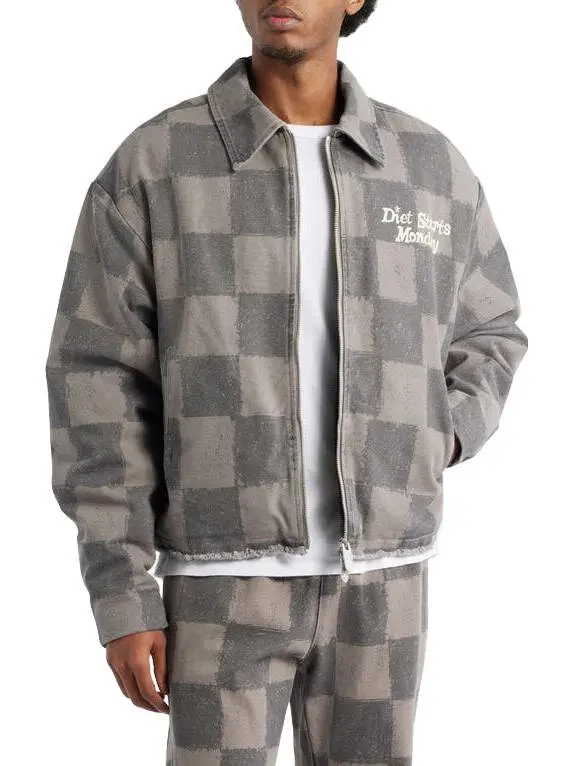 DIET STARTS MONDAY Dylan Checker Jacket - Checkered Grey