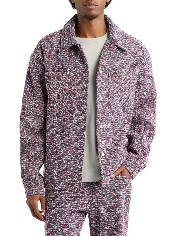 DIET STARTS MONDAY Tweed Snap-up Jacket - Pink Multi