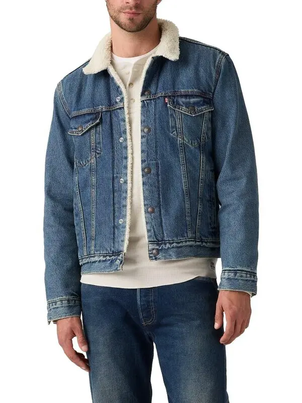 LEVI'S Type Iii Fleece Lined Denim Trucker Jacket - In The Morning Sherpa Trucker