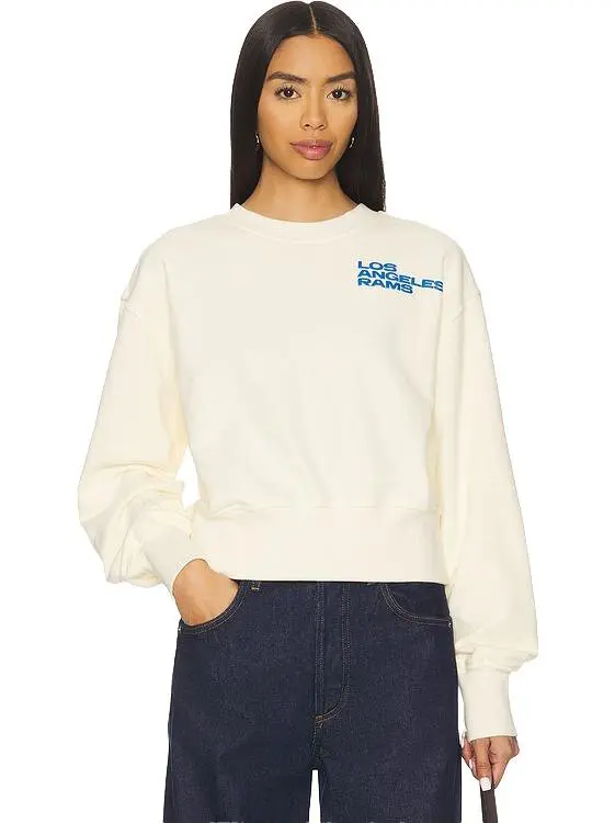 Terez X Rams Puff Sleeve Crop Sweater - White