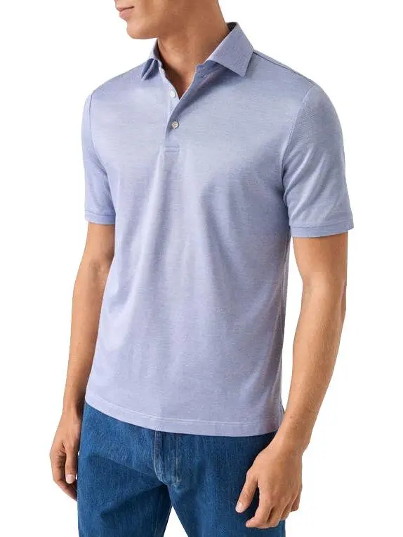Eton Filo Di Scozia Jacquard Polo - Medium Blue