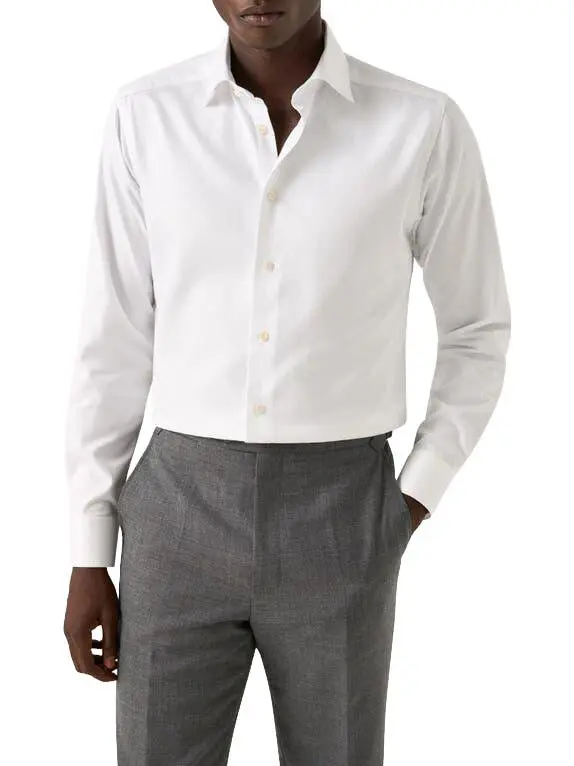 Eton Slim Fit Cotton Dobby Dress Shirt - White