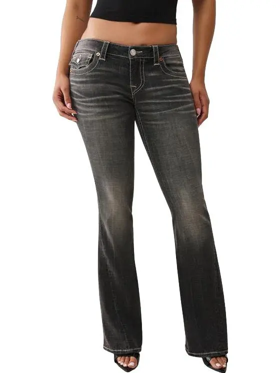 True Religion Joey Flap Pocket Low Rise Flare Jeans - Tranquil Dream