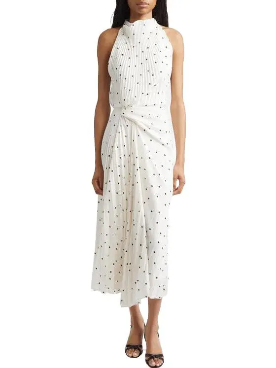 A.L.C. Simona Polka Dot Midi Dress - Cream/black