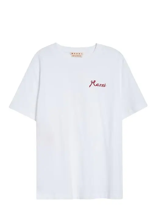 Marni Flocked Logo T-shirt - Low01 Lily White