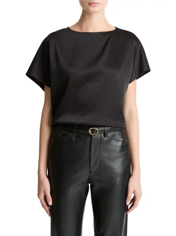 Vince Draped Dolman Sleeve Top - Black