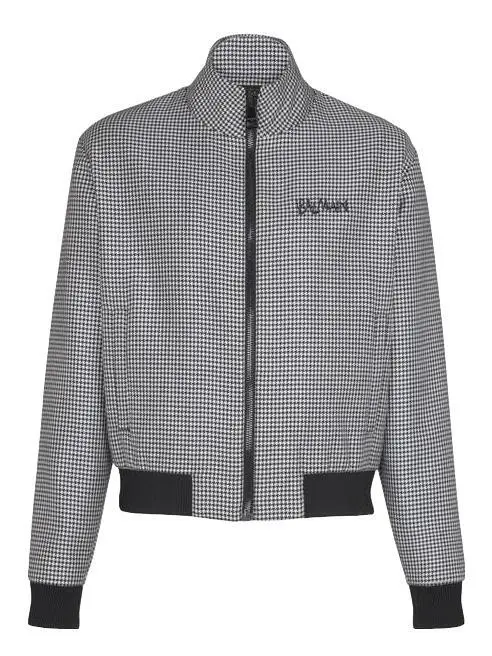 Balmain Houndstooth Wool Jacket - Black