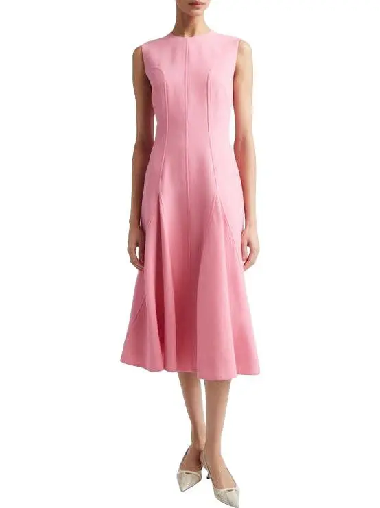 EMILIA WICKSTEAD Benicia Wool Crepe Midi Dress - Pink Sorbet