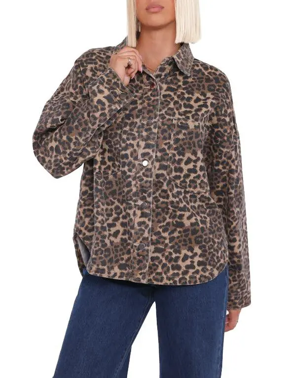PETAL & PUP Elias Print Denim Jacket - Leopard