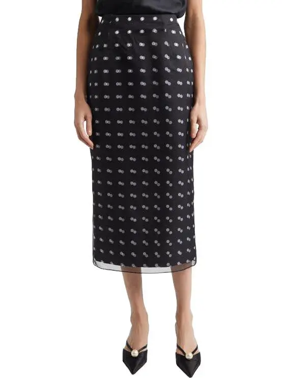 EMILIA WICKSTEAD Bethan Polka Dot Silk Organza Midi Skirt - Black Polka Dot