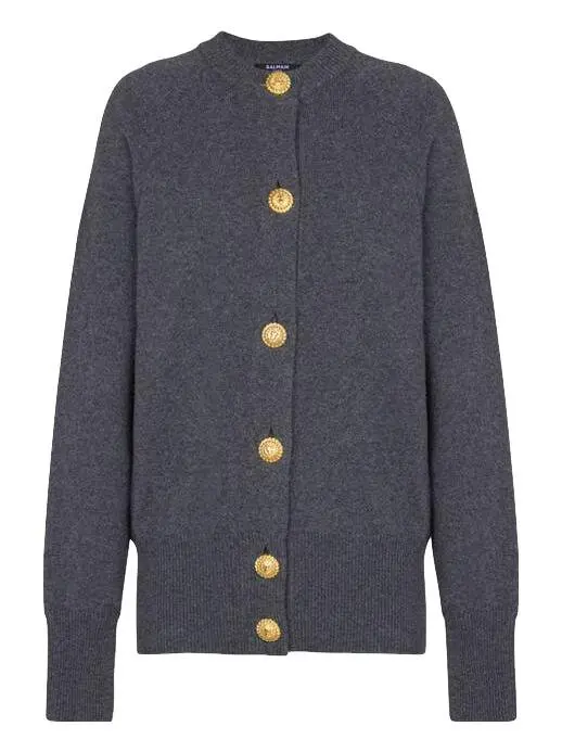 Balmain Buttoned Eco-cashmere Cardigan - Grey