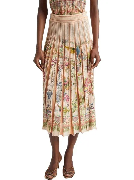 Etro Pleated Floral Midi Skirt - Pink