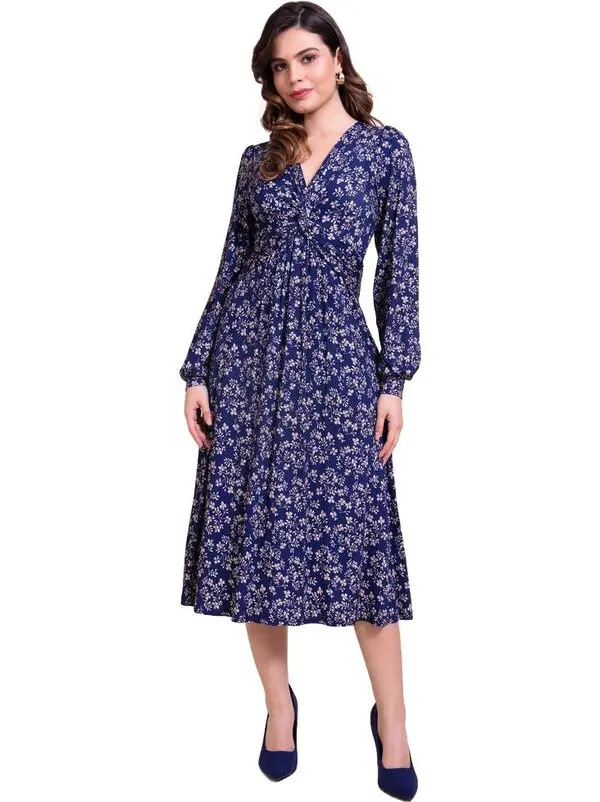 ALIE STREET LONDON Mollie Knot Midi Dress - Midnight Bloom