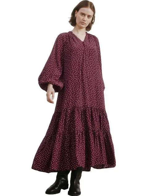 ALBARAY Spot Volume Maxi Dress - Burgundy