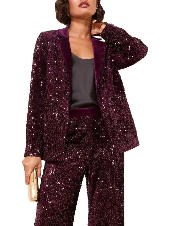 FRIENDS LIKE THESE Sequin Blazer - Berry