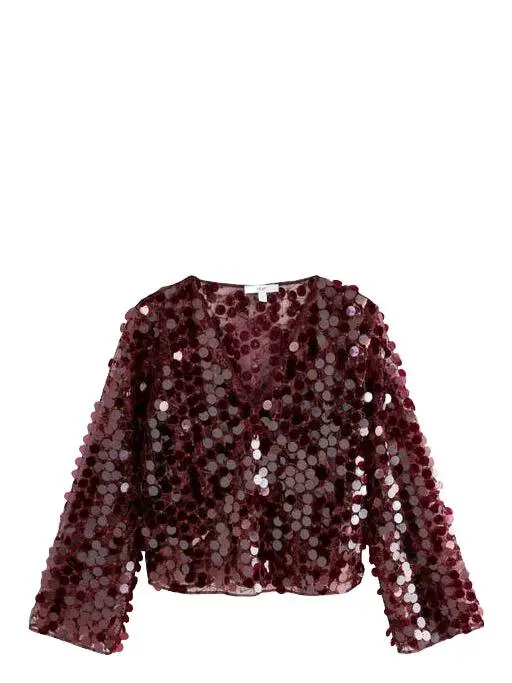 NEXT Sequin Sheer Mesh Top - Red